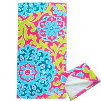 China 30x60 Inch 100% Cotton Velour Beach Towels 300-540gsm With Custom Printing & OEM Service for sale