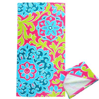 China 30x60 Inch 100% Cotton Velour Beach Towels 300-540gsm With Custom Printing & OEM Service for sale