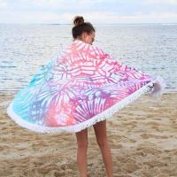 China Custom Cotton Round Beach Towel 120-160cm with 300-600gsm Weight and Reactive Printing for sale