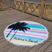China Luxury Cotton Round Beach Towel 150x150cm to 160x160cm Custom Sizes 290-590gsm With Fringe for sale