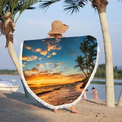 China Custom Microfiber Circle Beach Towel 150x150cm to 160x160cm with Quick-Dry Technology and Logo Printing for sale