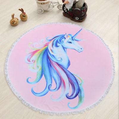 China Custom Microfiber Large Round Beach Towel 150×150cm to 180×180cm with 155-365 GSM Weight Options for sale