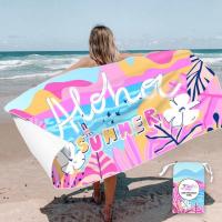 China Sand Proof Microfiber Quick Dry Beach Towel 140x70cm to 180x90cm Custom Size 160-380gsm Weight for sale