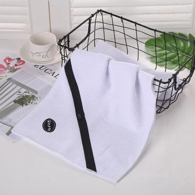 China Microfiber Waffle Fabric Golf Towels 60x40cm with Zip Pocket - Custom 280-480gsm Absorbent Sport Towels for sale