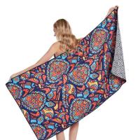 China Double Sided Printed Microfiber Waffle Weave Beach Towels 180x90cm 300-520gsm Customizable for sale