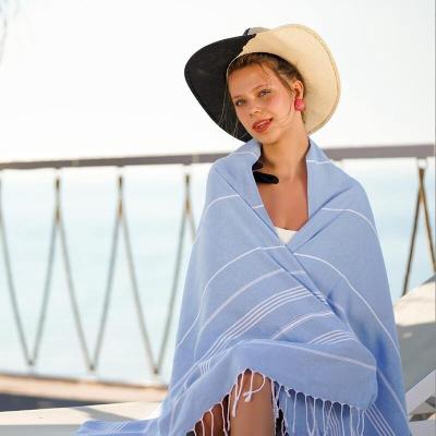 China Tassel Beach Towel 180x100cm Turkish Cotton Odor Resistant with Custom Sizes 140-320gsm for sale