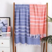 China Custom Turkish Cotton Beach Towel 100x180cm to 200x100cm Size Range 130-290 GSM Lightweight Absorbent for sale
