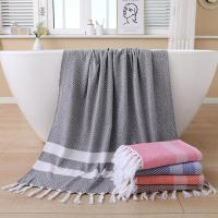 China Lightweight Cotton Peshtemal Beach Towel 100x180cm 320gsm Absorbent Soft with Tassels Custom Sizes for sale