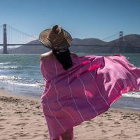 China Custom 100% Cotton Beach Towels with Tassels 200x100cm 150-340gsm Antibacterial Washable for sale