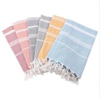 China Custom Turkish Beach Towels 90x180cm 150-340gsm with Fringe - 100% Cotton Eco-Friendly for sale