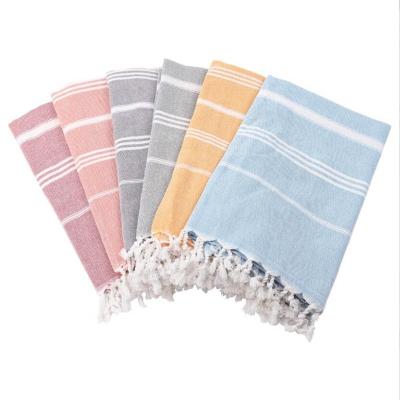 China Custom Turkish Beach Towels 90x180cm 150-340gsm with Fringe - 100% Cotton Eco-Friendly for sale