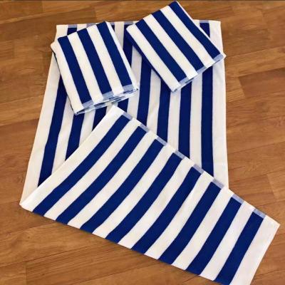 China Custom Blue White Striped Cotton Towels 380-730gsm 30x60