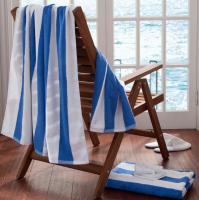 China 100% Cotton White Towel with Blue Stripe - 70x140cm to 90x180cm Sizes, 360-750gsm Weight Options for sale