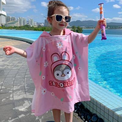 China Custom Microfiber Children's Poncho Towel 50x50cm to 70x70cm 150-350gsm with Custom Printing for sale