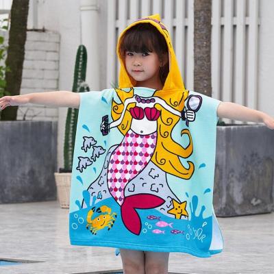 China Custom Microfiber Children's Hooded Towel Poncho 50x100cm to 70x140cm 140-360gsm Quick Dry for sale