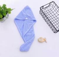 China Custom Coral Fleece Microfiber Hair Towel 26x66cm Fast Drying 220-580gsm for sale