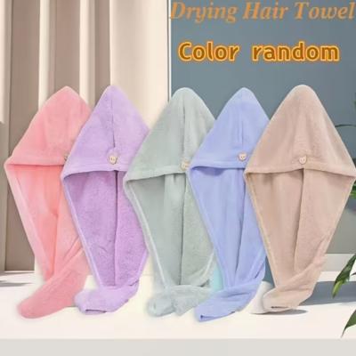 China Ultra-Soft Microfiber Hair Drying Cap 26x66cm Coral Fleece Eco-Friendly for sale