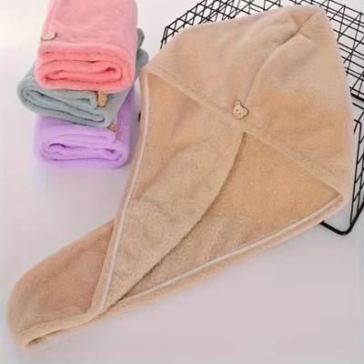 China Quick-Dry Microfiber Hair Towel Wrap 26x66cm Coral Fleece Fabric for Women for sale
