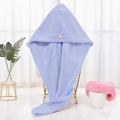 China Ultra Absorbent Quick-Dry Microfiber Hair Towel 26x66cm Coral Fleece Customizable for sale
