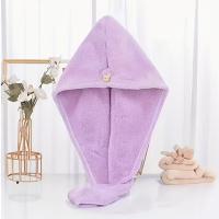 China Quick-Dry Microfiber Hair Turban 26x66cm Coral Fleece with Button and Loop Closure for All Hair Textures for sale