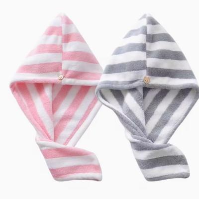 China Pack of 2 Microfiber Hair Drying Caps 25x65cm 270-500gsm Ultra-Soft Quick-Dry Towel for Frizzy Hair for sale
