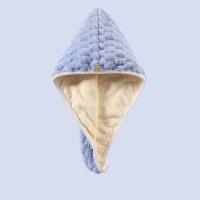China Double-Layer Quick-Dry Hair Towel Wrap 25x65cm 100% Microfiber Coral Fleece Absorbent for sale