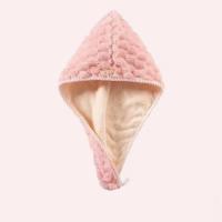 China Quick-Dry Double-Layer Hair Drying Cap 26x66cm Microfiber Towel Coral Fleece for sale