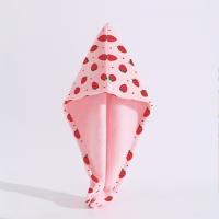 China Strawberry Print Ultra-Fine Fiber Hair Towel 25x65cm Coral Fleece Quick-Dry Absorbent for sale