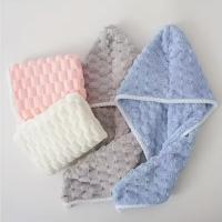 China 100% Polyester Microfiber Hair Towel 25x65cm Ultra Absorbent Floral Texture for sale