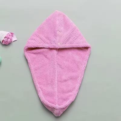 China Double-Layer Microfiber Dry Hair Towel Cap 25x65cm 270-500gsm Coral Fleece for sale