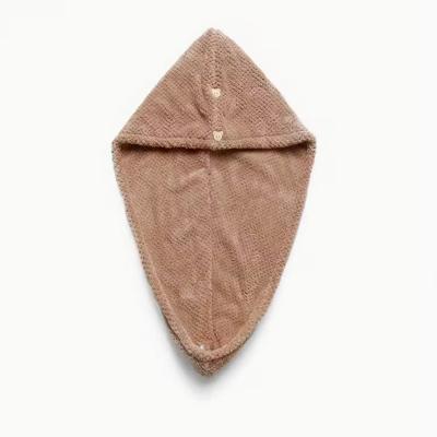 China Double-Layer Coral Fleece Microfiber Hair Towel Cap 25x65cm Fast Drying for sale