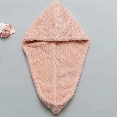 China Super Absorbent Double-Layer Dry Hair Cap 25x65cm Coral Fleece Reusable Hair Drying for sale