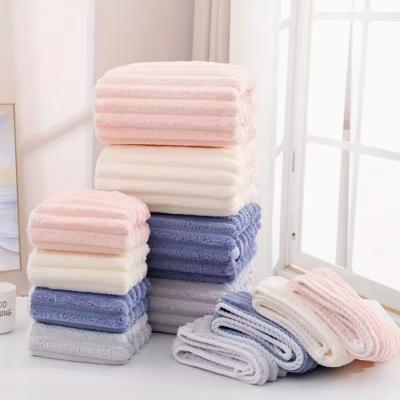China Microfiber Candy Bar Hair Wrap Towel 25x65cm Quick Dry Coral Fleece for sale
