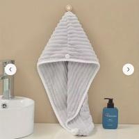 China Coral Fleece Microfiber Hair Wrap 25x65cm Fast Drying Anti Frizz Hair Towel for sale