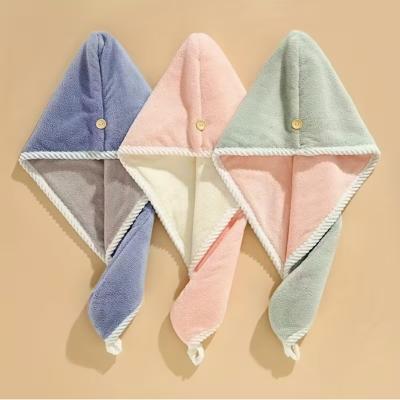 China Microfiber Hair Drying Caps 25x65cm 270-500gsm Coral Fleece Quick Dry Absorbent for sale