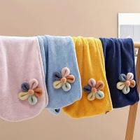 China Ultra Soft Floral Coral Fleece Hair Wrap Towel 25x65cm 270-500gsm Customizable for sale