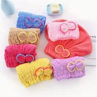 China Women's Bow Hair Towel Soft Microfiber Quick-Dry Wrap Coral Fleece Custom Size for sale