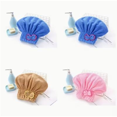 China Custom Coral Fleece Bowknot Hair Drying Towel for Women Fast Drying 70x140cm for sale