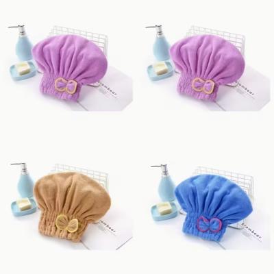 China Custom Size Coral Fleece Microfiber Hair Towel Wrap Quick Dry Ultra Soft with Bow Design for sale