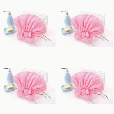 China Ultra Soft Absorbent Bow Hair Towel Coral Fleece 60x20cm Custom Size for Gentle Hair Drying for sale