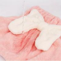 China Customizable Quick-Dry Bow Hair Towel Premium Coral Fleece Soft Frizz-Free Drying 60x100cm for sale