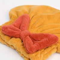 China Women's Microfiber Hair Wrap with Bow Coral Fleece Fast Drying Custom Size for sale