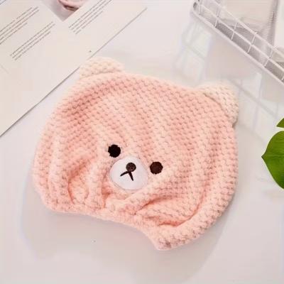 China Customizable Fast Drying Microfiber Hair Towel Wrap with Cute Bear Ears 50x100cm for sale