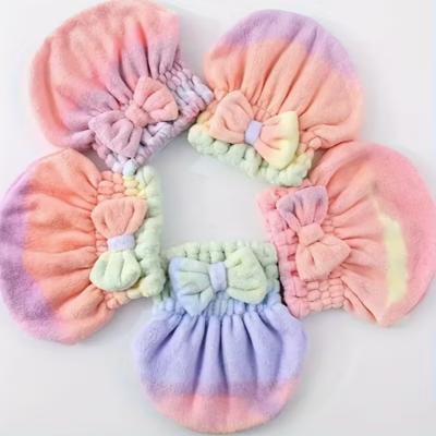 China Soft Coral Fleece Bow Hair Towel Fast Drying Microfiber 70x140cm Custom Size for sale