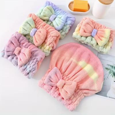 China Custom Coral Fleece Hair Towel Wrap Super Absorbent Soft Microfiber 60x25cm for sale