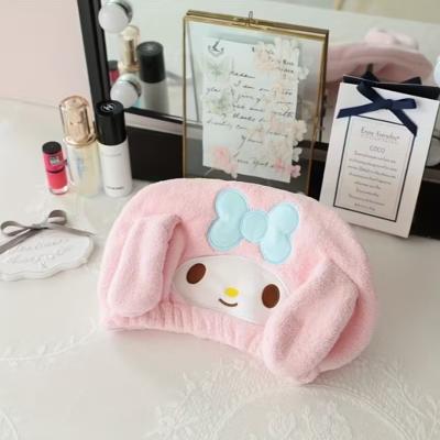 China Sanrio Character Quick-Dry Hair Wrap Plush Microfiber Towel Custom Size Coral Fleece for sale