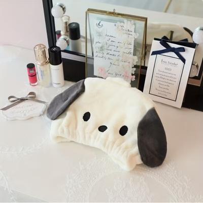 China Sanrio Cartoon Microfiber Hair Cap Ultra Soft Anti-Frizz Absorbent Coral Fleece Custom Size for sale