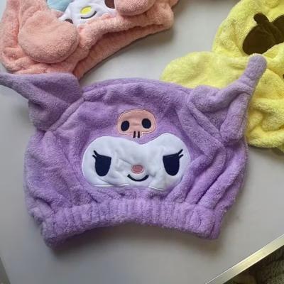 China Sanrio Kawaii Hair Drying Cap Fast-Dry Microfiber Towel Coral Fleece Custom Size for sale