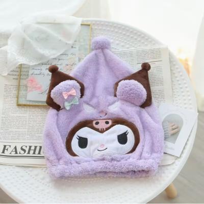 China Sanrio Hello Kitty Microfiber Hair Towel Cap Quick Dry Coral Fleece Custom Size for sale