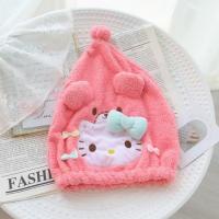 China Sanrio Cute Cartoon Hair Drying Cap Coral Fleece Quick Dry Anti-Static Custom Size for sale